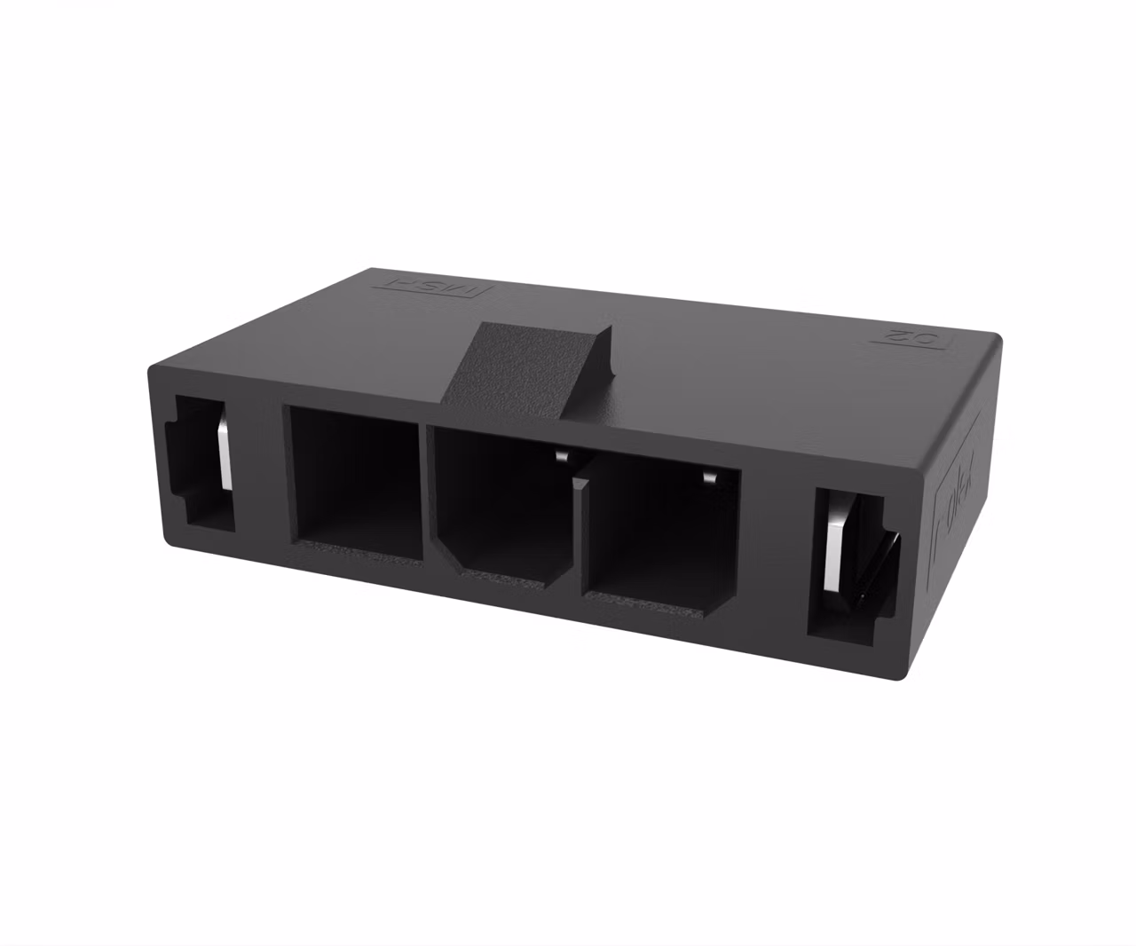 Mini-Fit Max Right Angle Header, Single Row, Surface Mount, 3 Circuits, Matte Tin (Sn) Plating, Black, Glow-Wire Capable, Tape and Reel for sale
