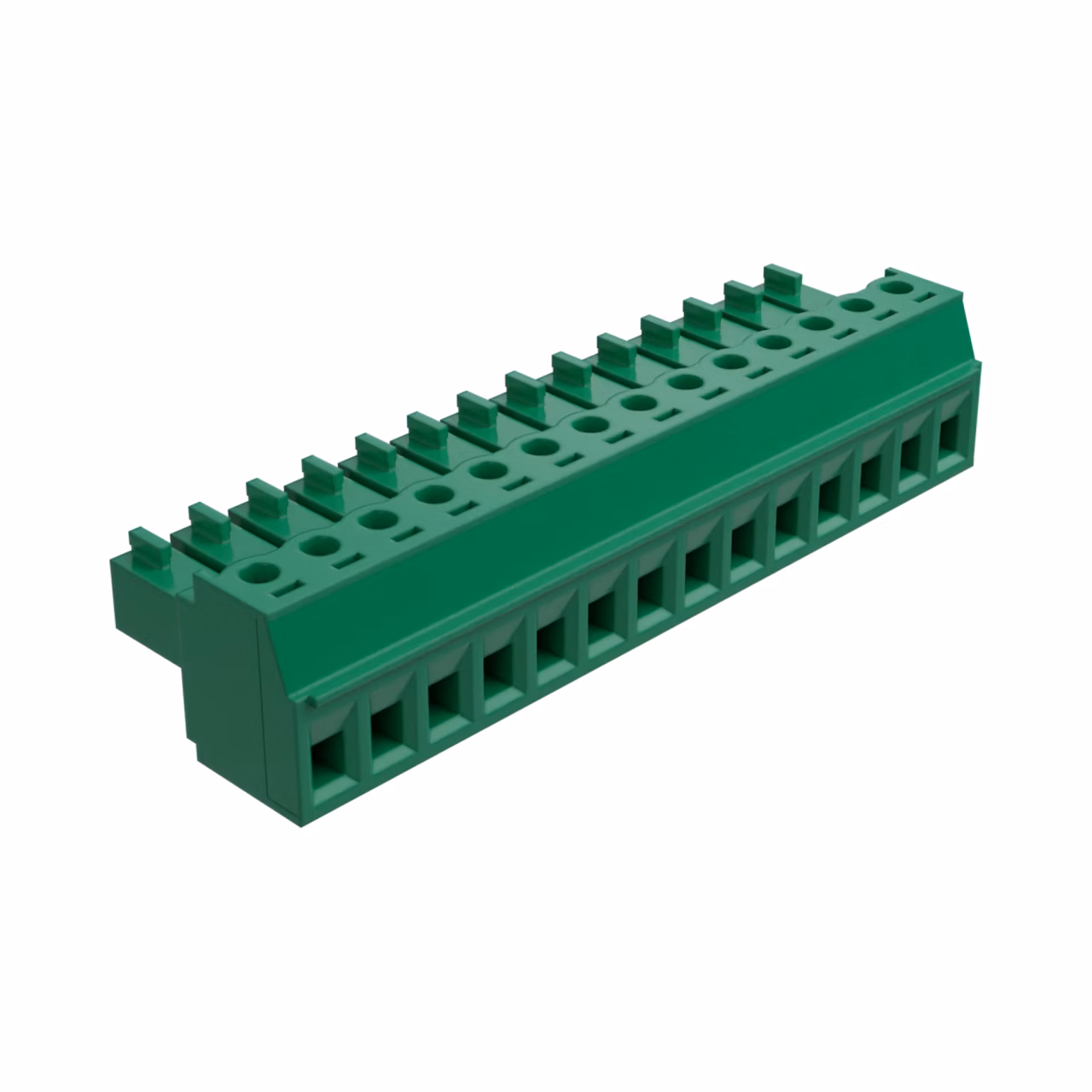 3.81mm Pitch Eurostyle Horizontal Plug, with Reverse Imprinting, Green Housing, Gold (Au) Plated, 14 Circuits for sale