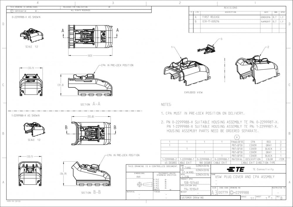 TE Connectivity 2299988-1 engineering drawing
