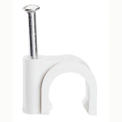Cable clip Fixfor - Cable clip Fixfor for concrete materials - For 8mm² round cable - White plastic with 25mm nail - Pin diameter 1.8mm for sale