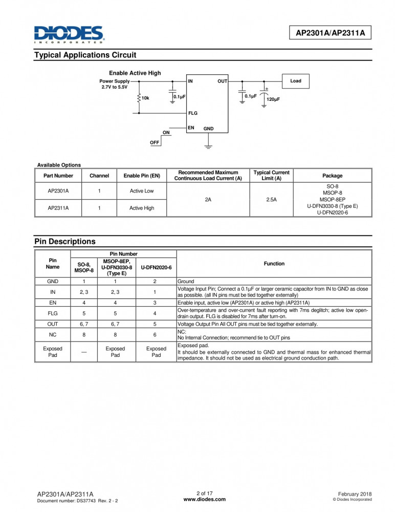 AP2301AFGE-7 datasheet page 2