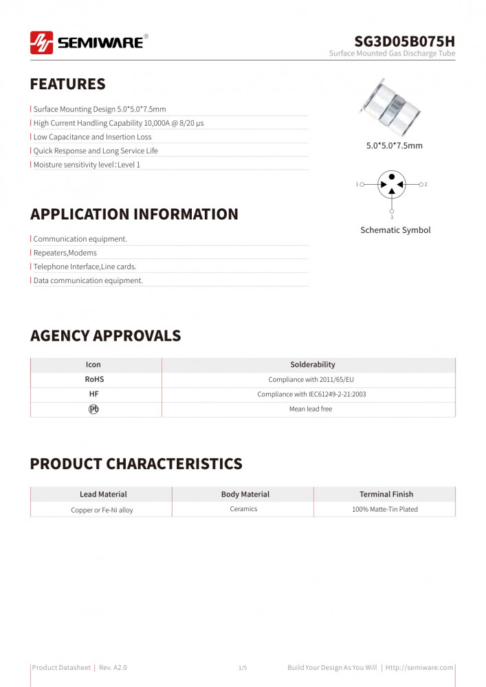 SG3D05B075H datasheet page 1