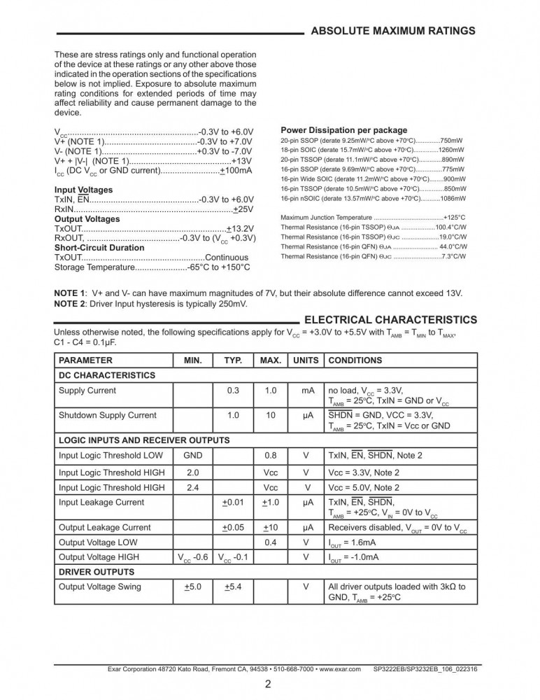 SP3232EB technical document page 2