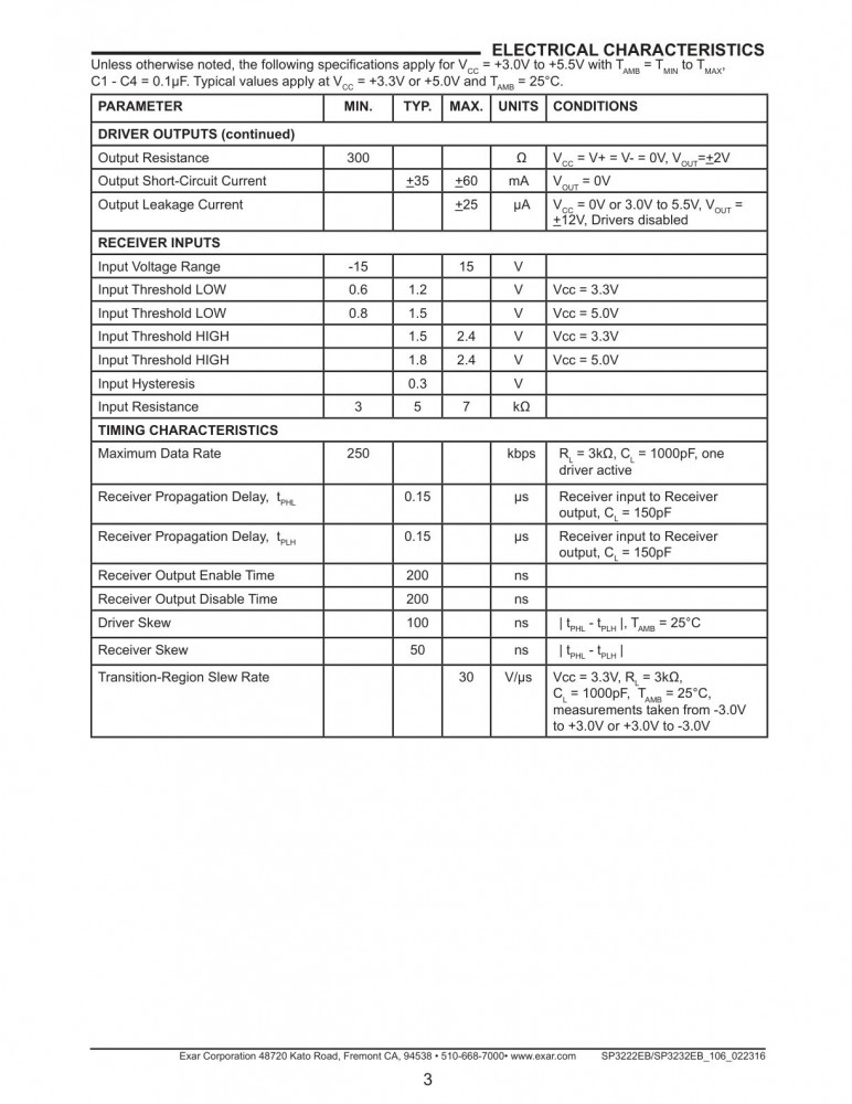 SP3232EB technical document page 3