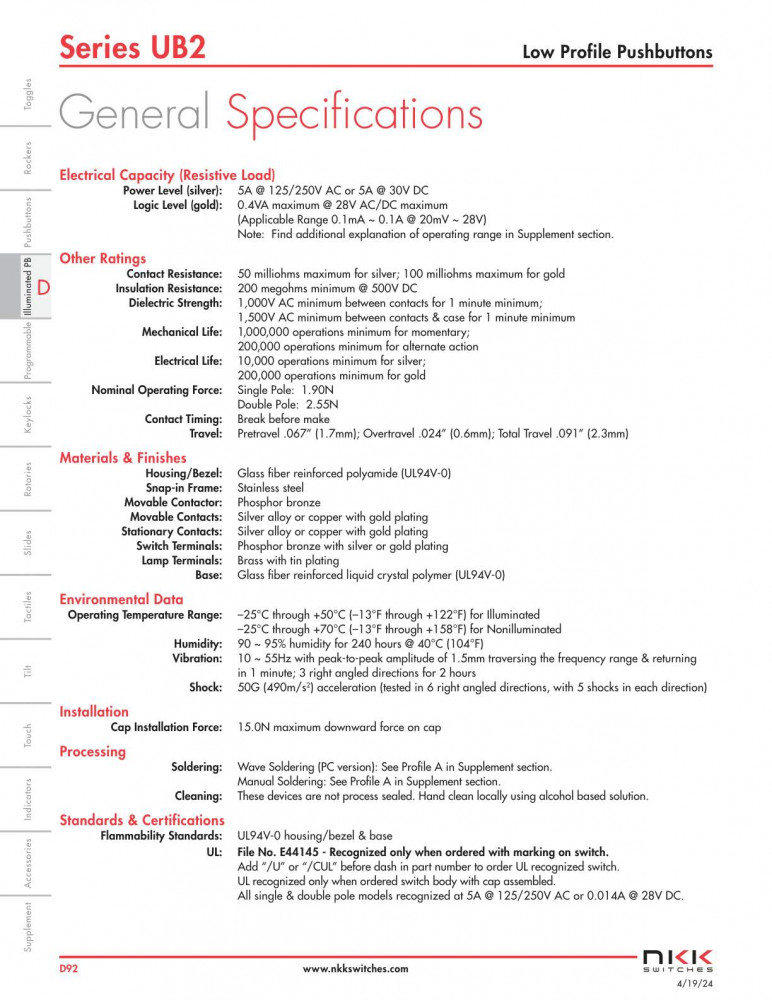 NKK UB series technical document page 1