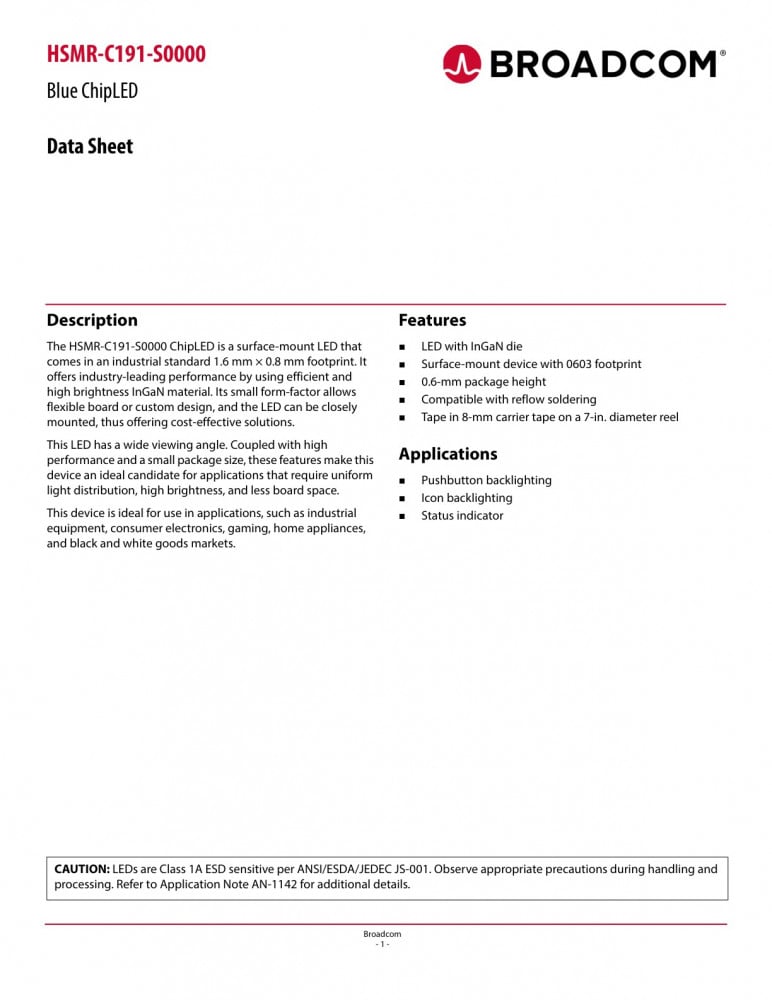 HSMR-C191-S0000 datasheet page 1