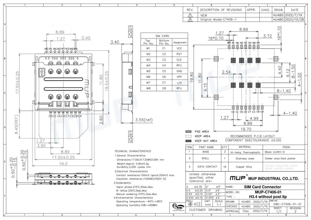MUP C7406-01 technical document image