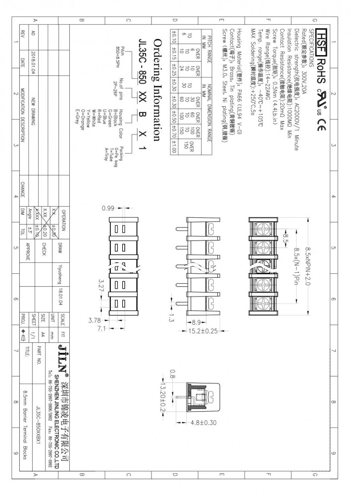 JILN JL35C-85002BO1 technical drawing
