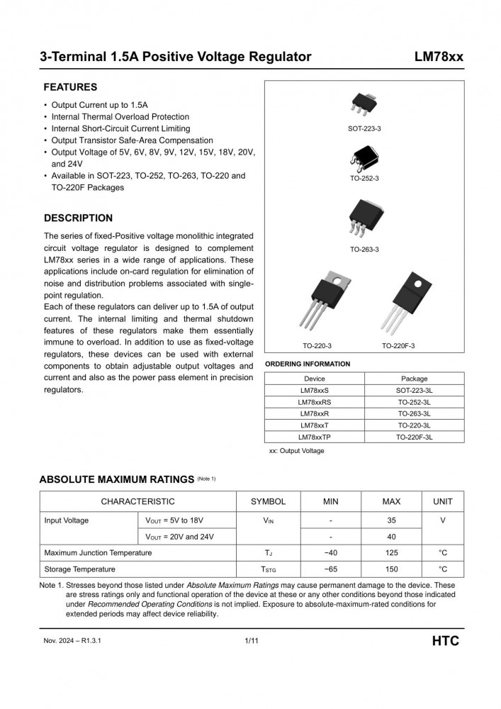LM7805TP datasheet page 1