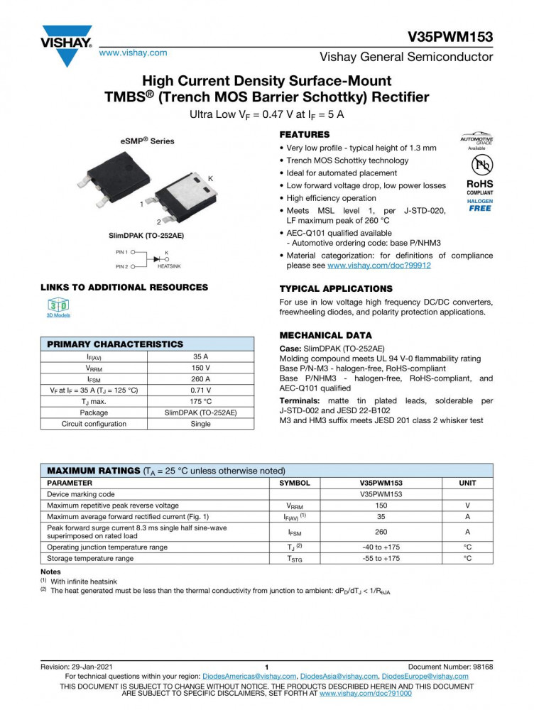 V35PWM153 technical document page 1