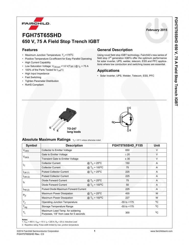 FGH75T65SHD-F155 datasheet page 2
