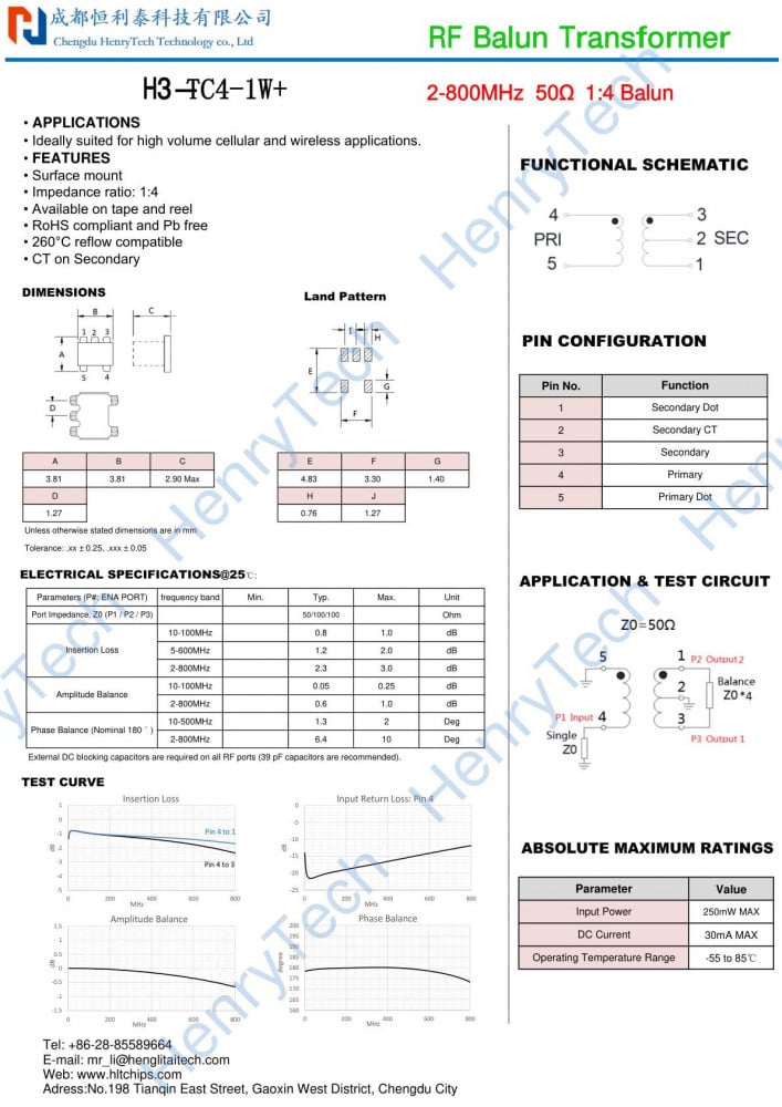 H3-TC4-1W+ technical document page