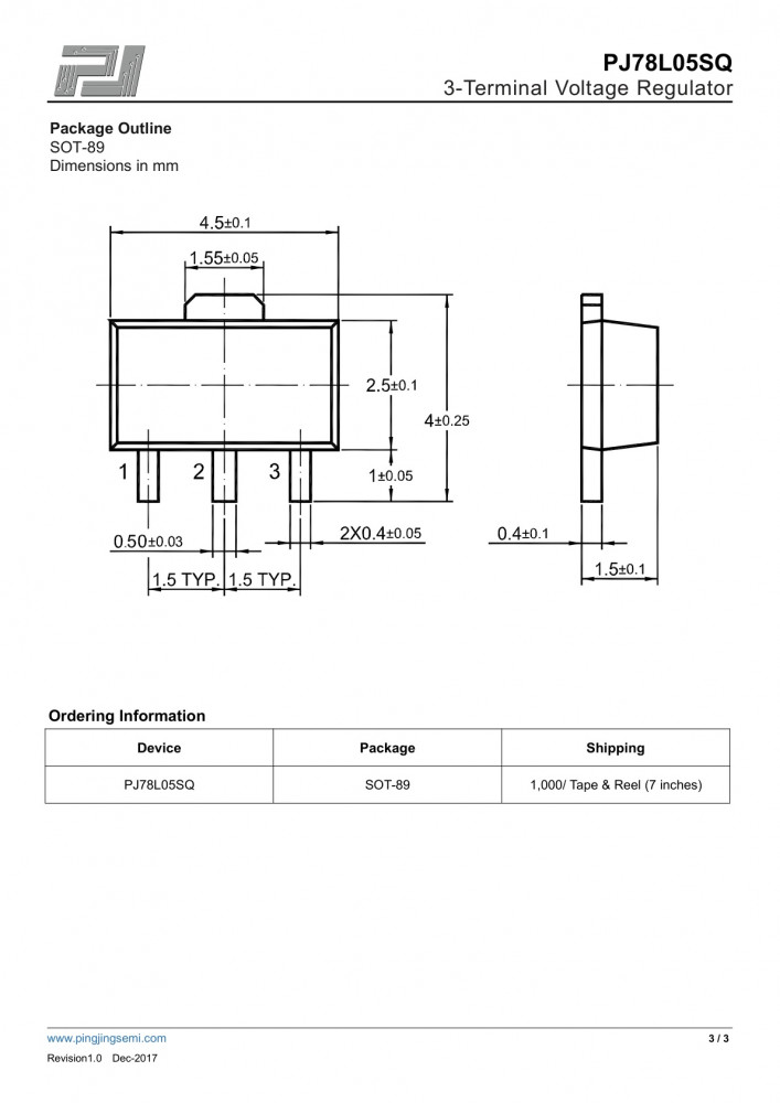 PJ78L05SQ technical document page 3
