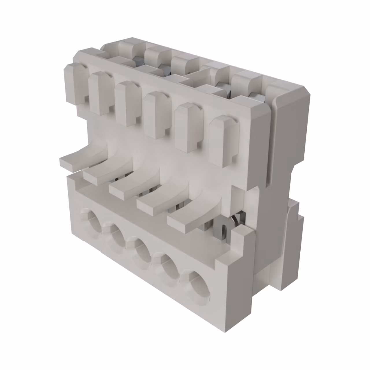 Appli-Mate RAST 2.5 IDT Housing, 2.50mm Pitch, Female, 5 Circuits, Beaded Terminal, All Position Keys, Slotted Endwalls, Polarizing Rib Between Circuits 3 & 4 for sale