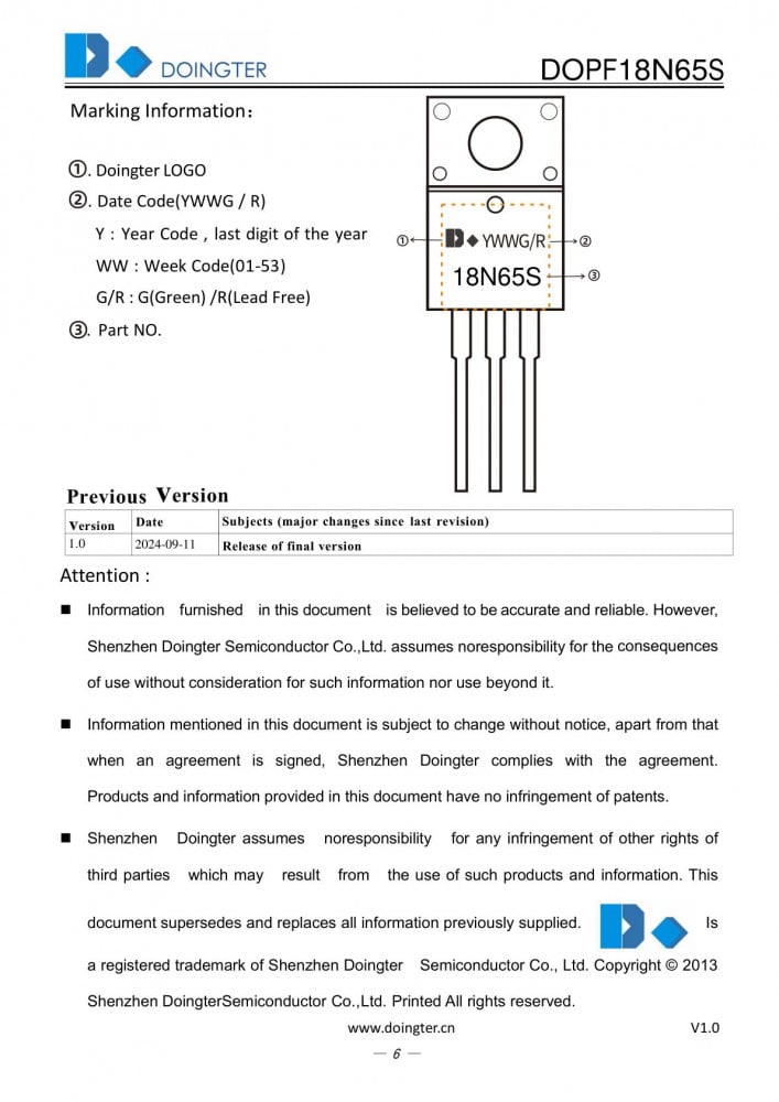 DOPF18N65S datasheet page 6