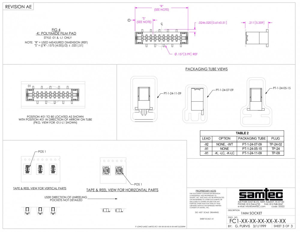 Samtec FC1 drawing page 3