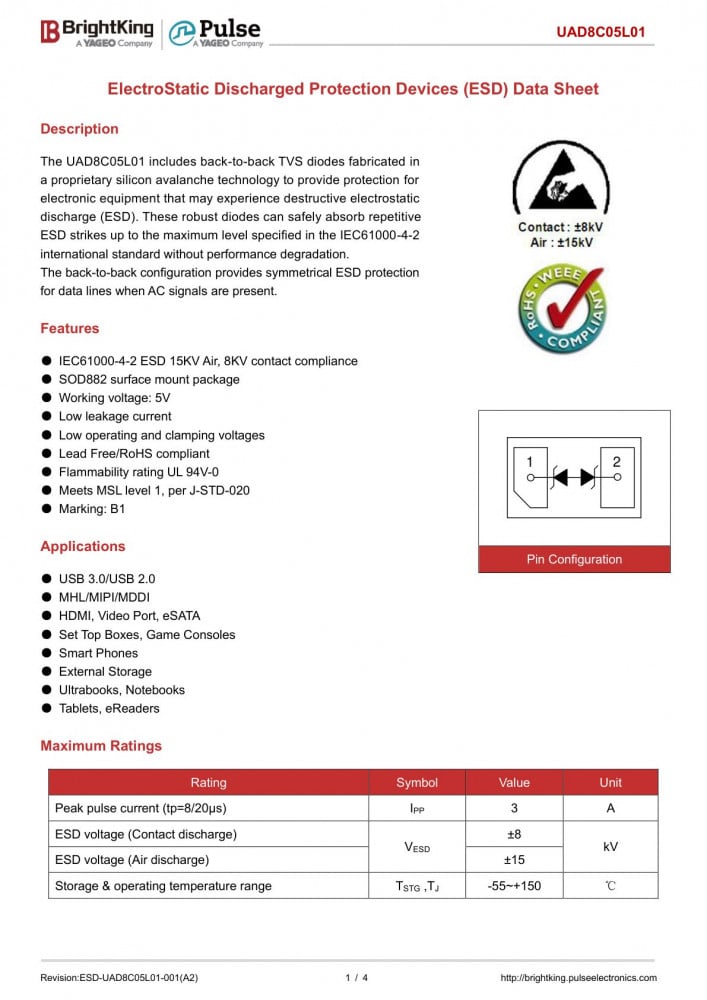UAD8C05L01 datasheet page 1