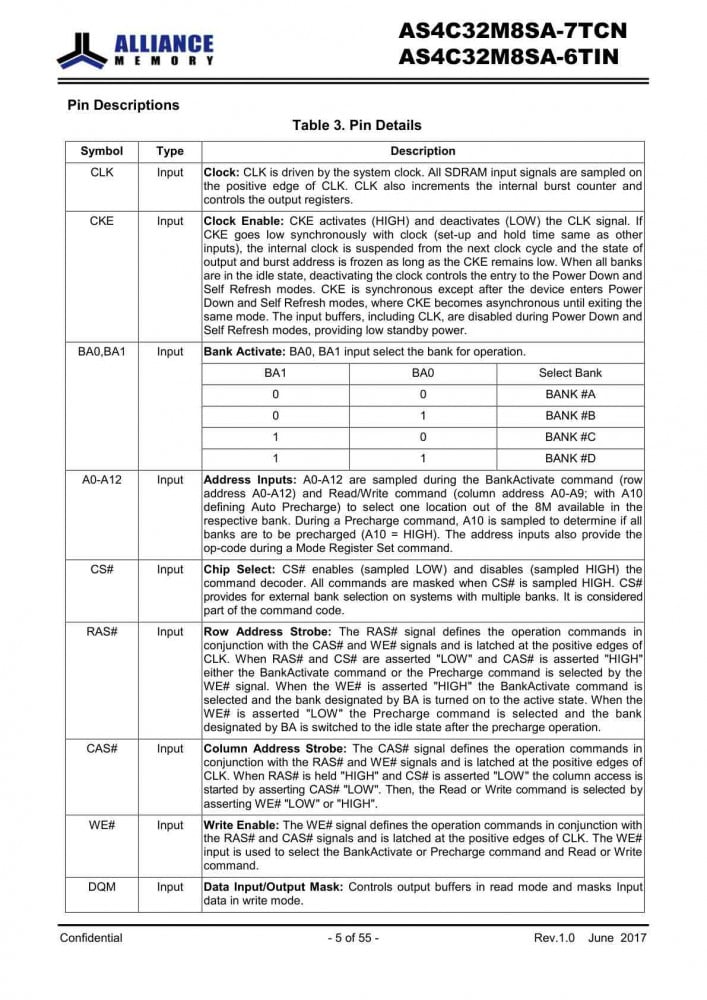 AS4C32M8SA datasheet page 5