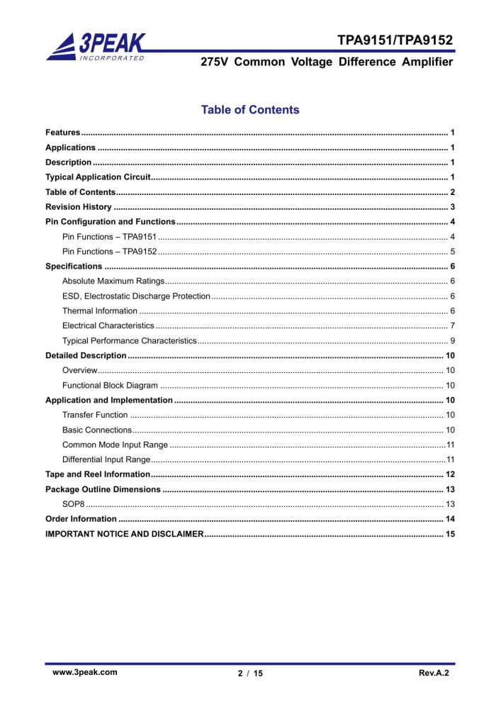 TPA9151 datasheet page 2