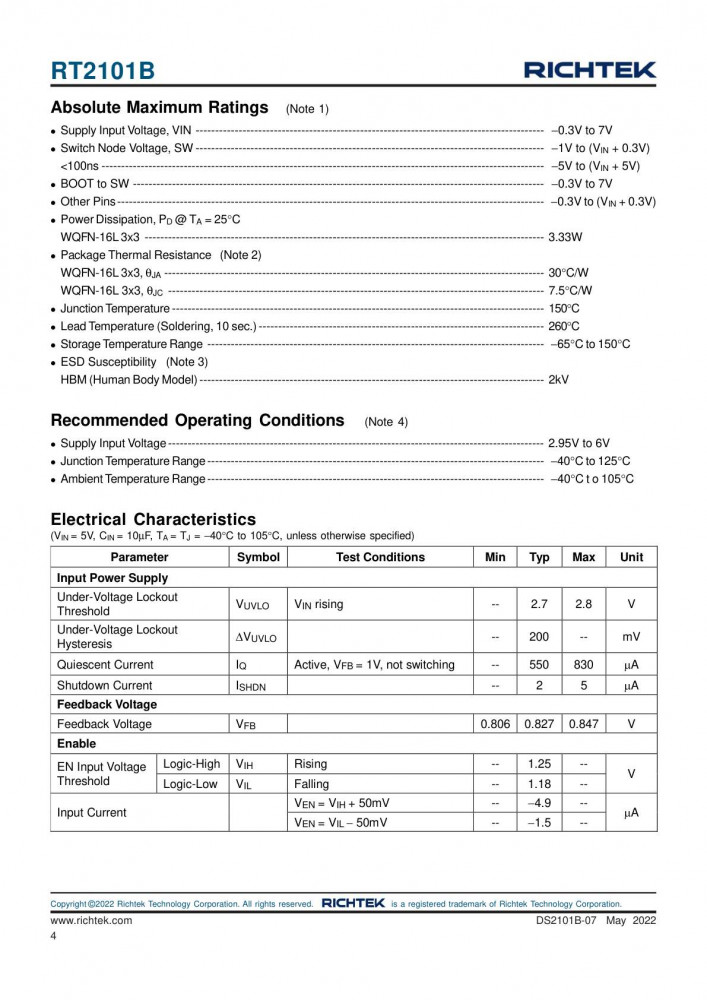 RT2101B datasheet page 4