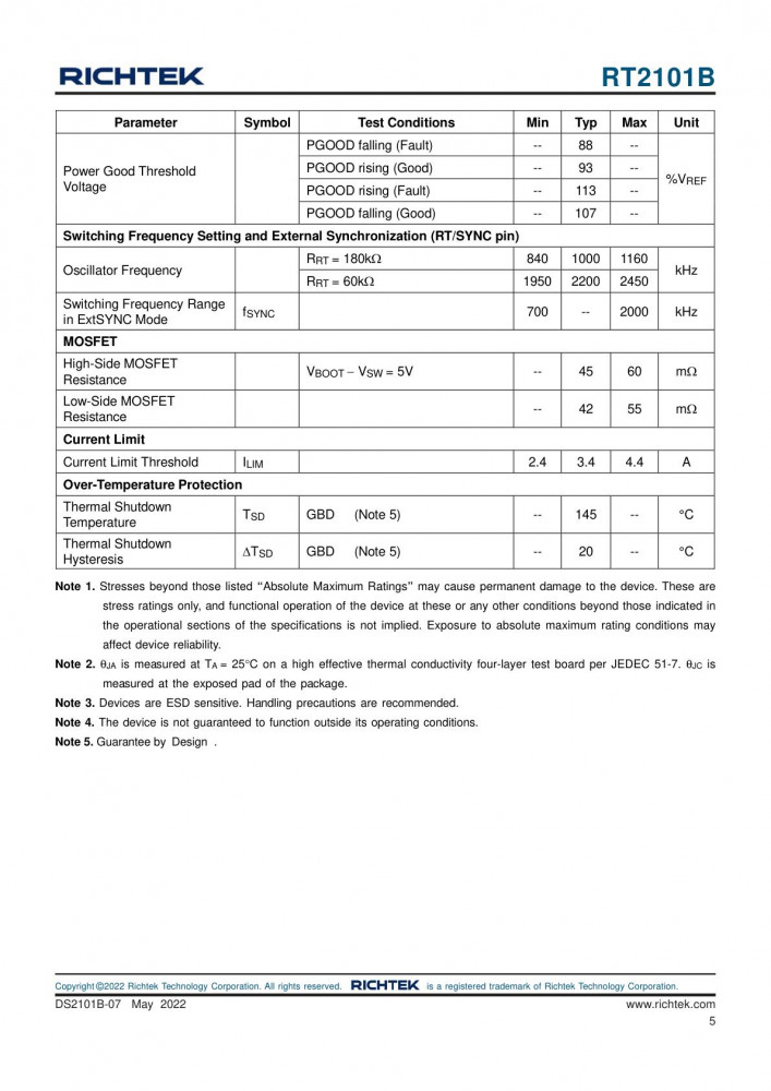 RT2101B datasheet page 5
