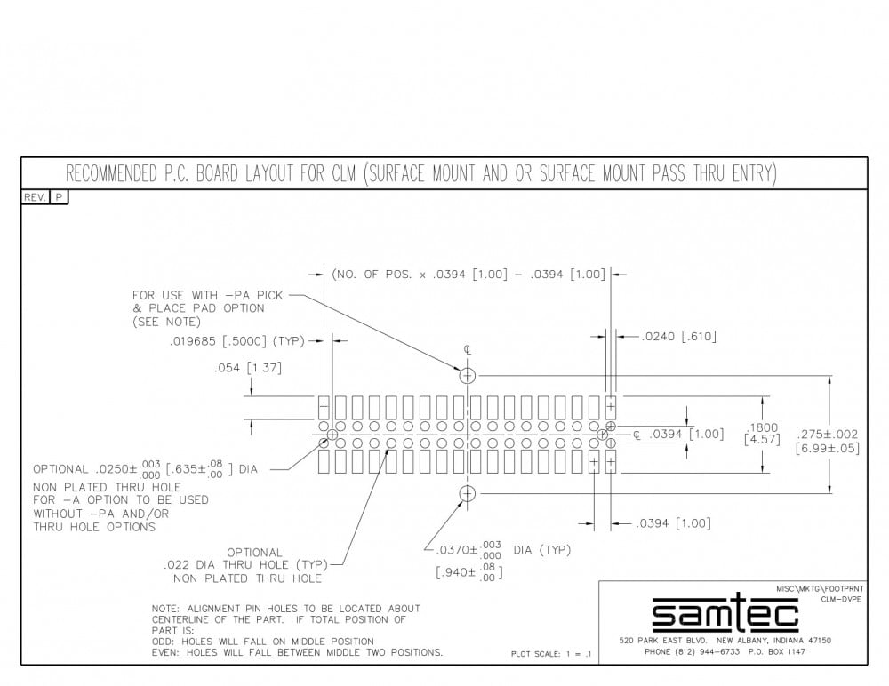 Samtec CLM-105-02-F-D technical document page