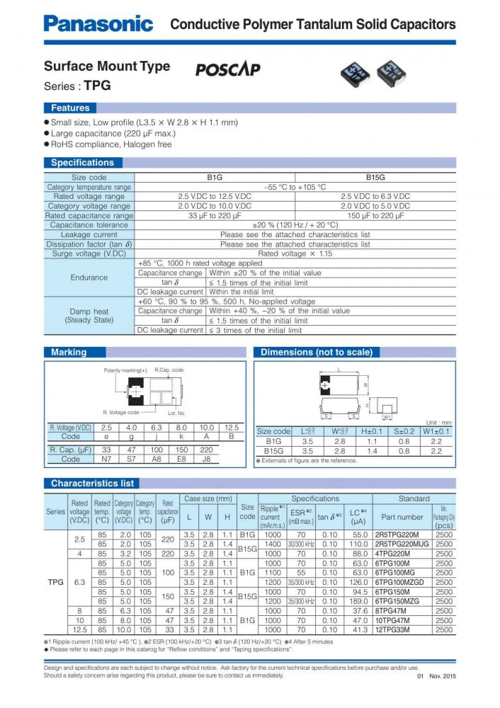 Panasonic TPG POSCAP technical document page