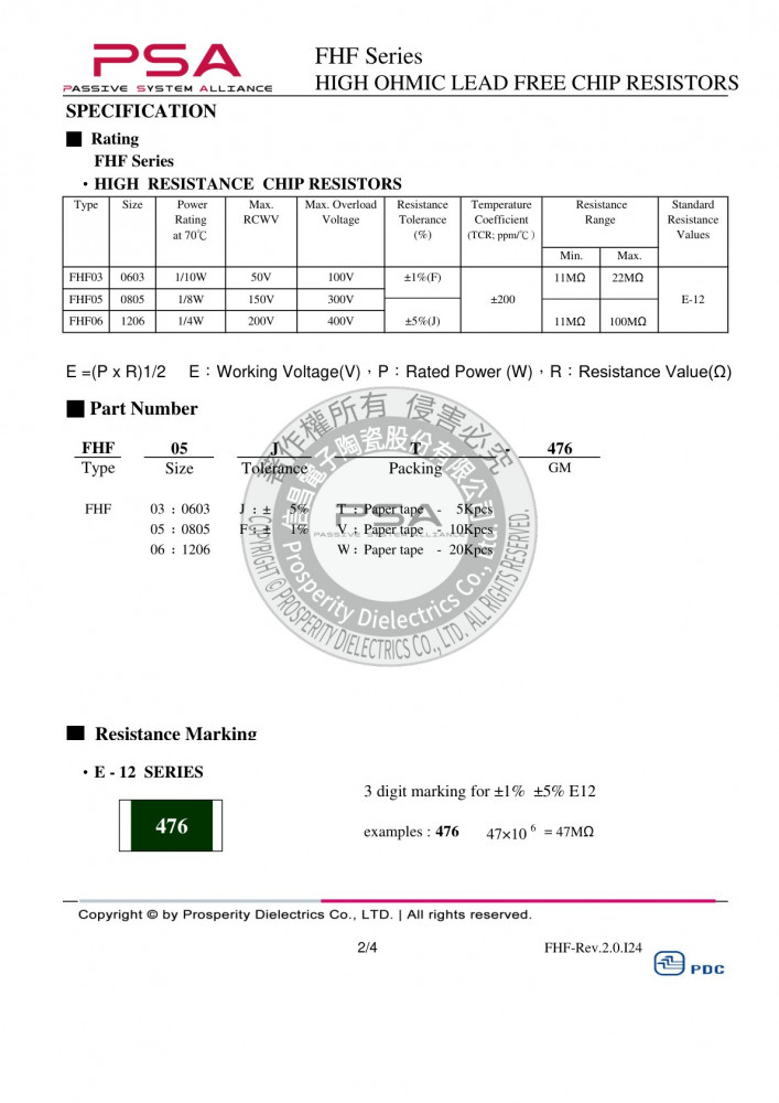 PSA FHF06JT-107 specification page 3