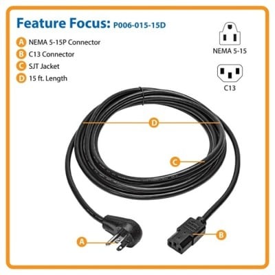 EATON P005-003 Power Line Cable and Extension Cord Assembly