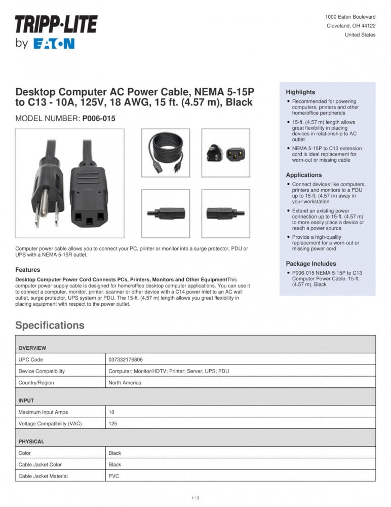 P006-015 technical document page 1
