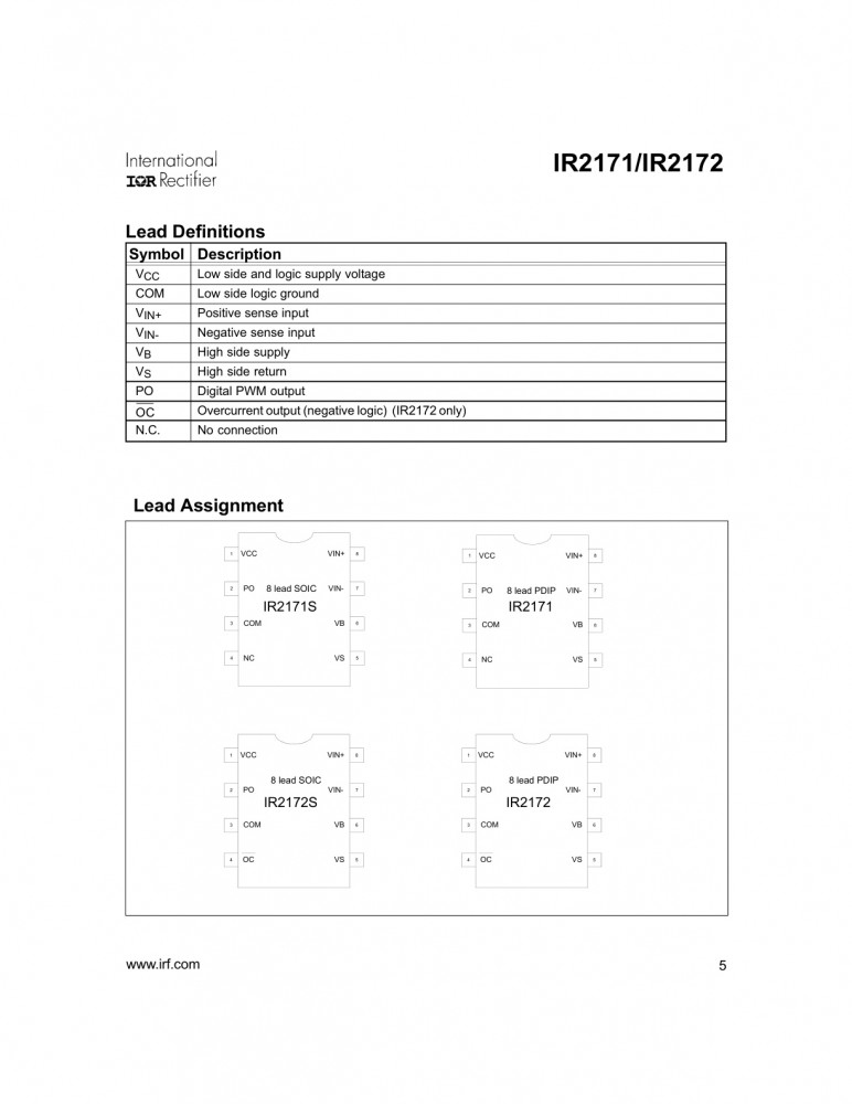 IR2172PBF datasheet page 5