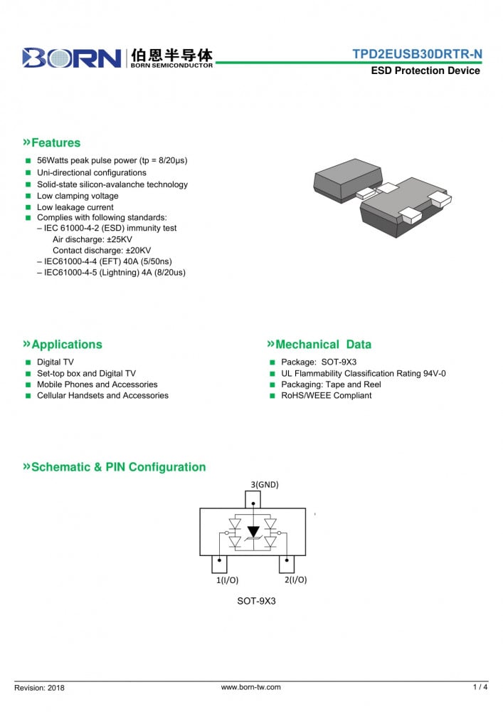 TPD2EUSB30DRTR-N datasheet page 1