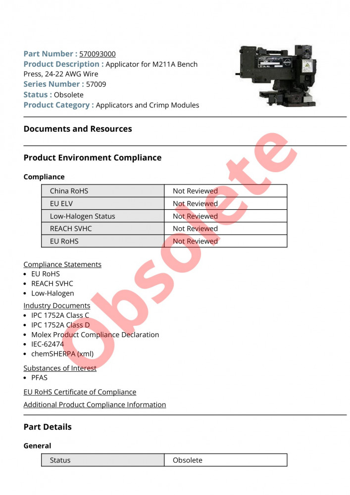 MOLEX 570093000 product document image, page 1