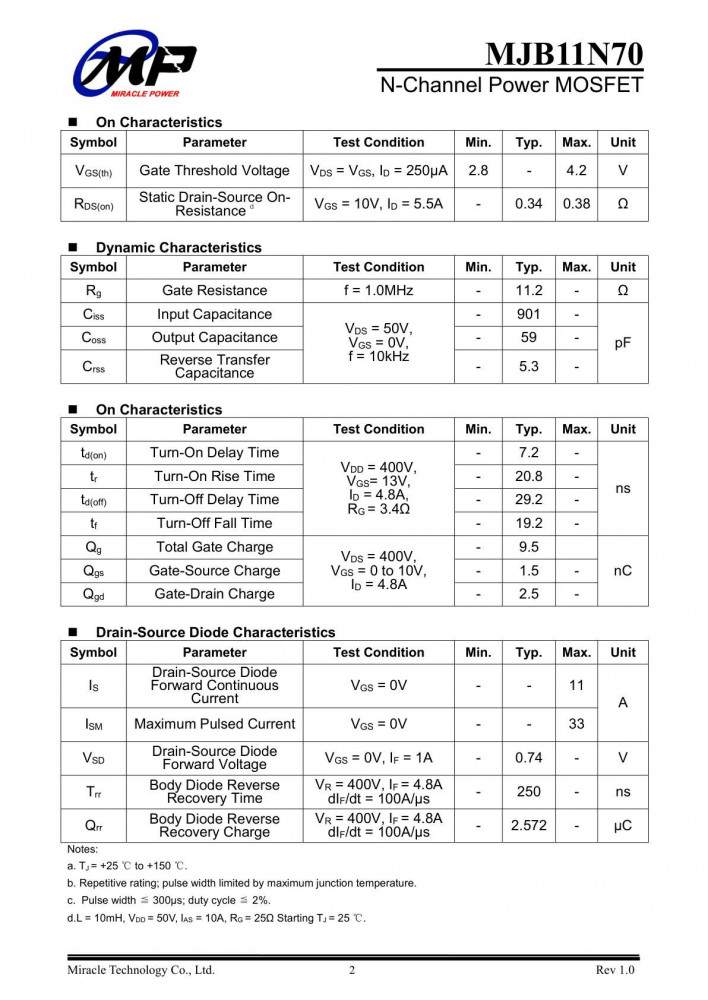 MJB11N70 datasheet page 2