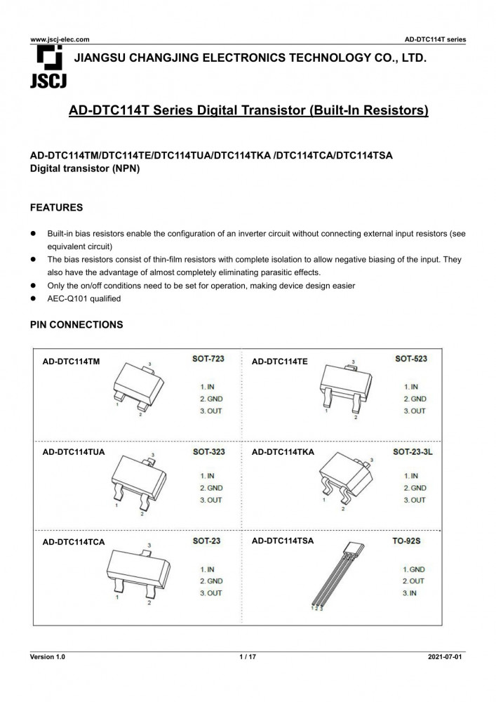 AD-DTC114T datasheet page 1