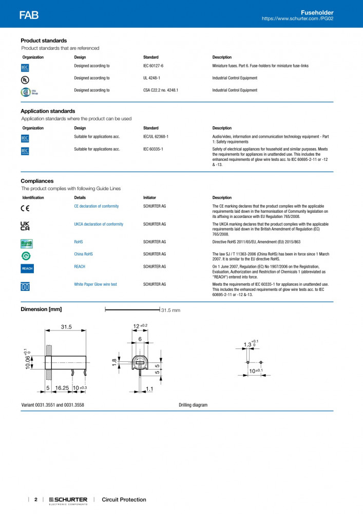 SCHURTER 0031.3553 datasheet page 2