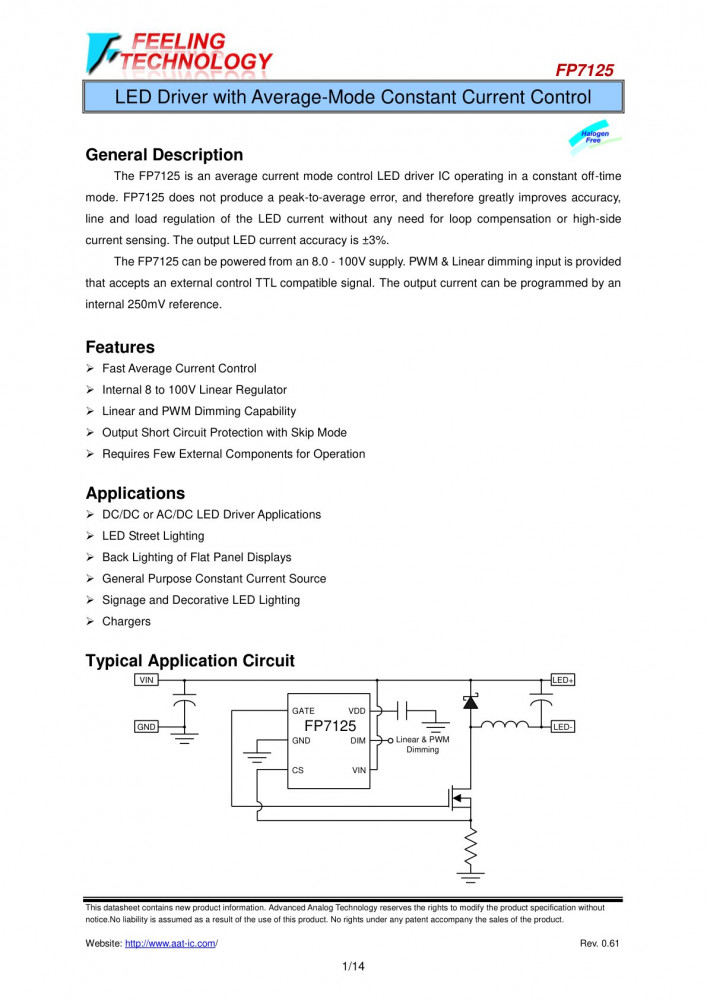 FP7125LR-G1 datasheet page 1