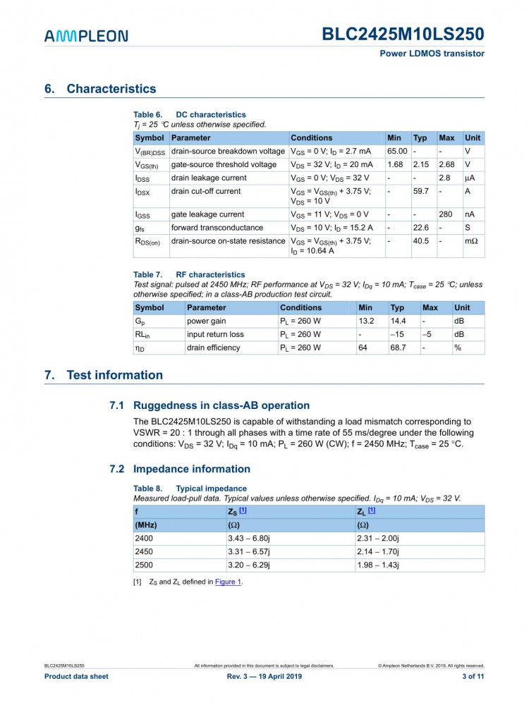 BLC2425M10LS250 datasheet page 3