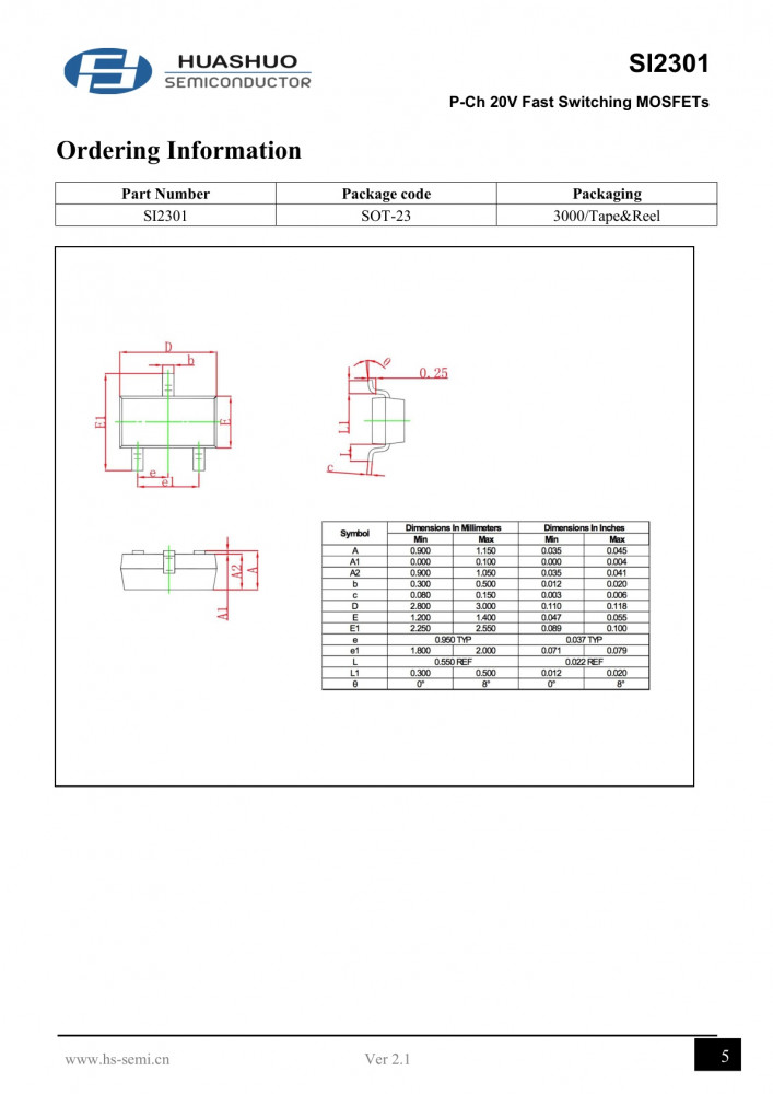 SI2301 datasheet page 5