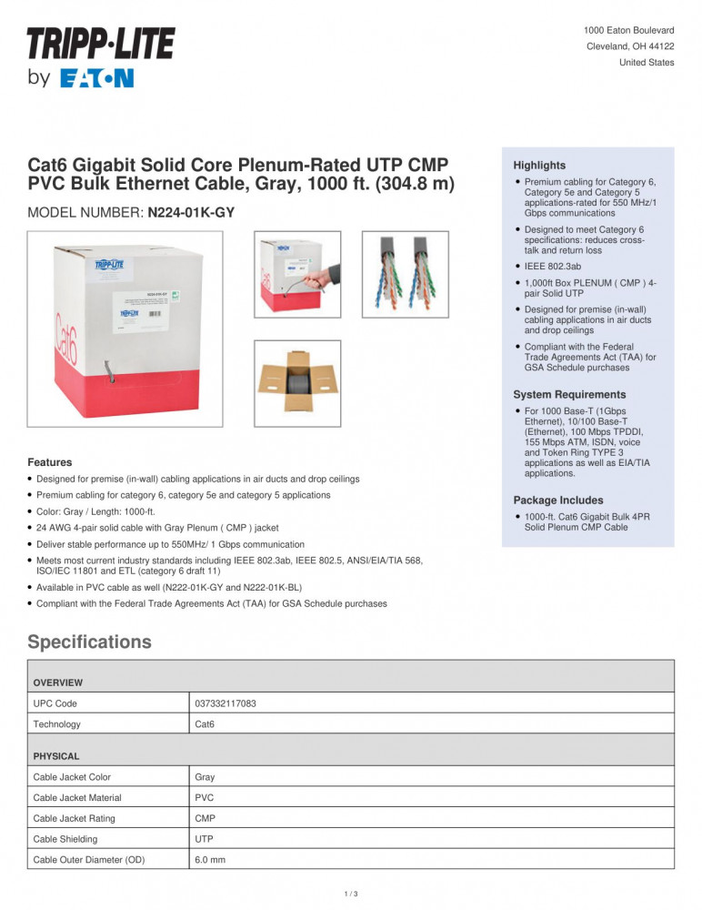 N224-01K-GY technical document page 1