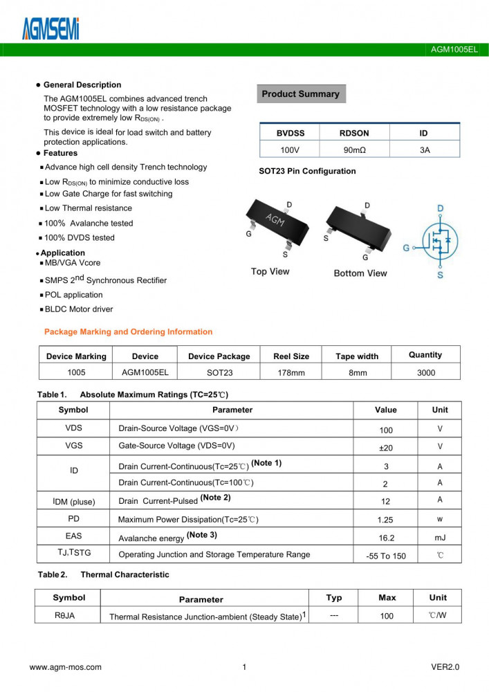 AGM1005EL datasheet page 1
