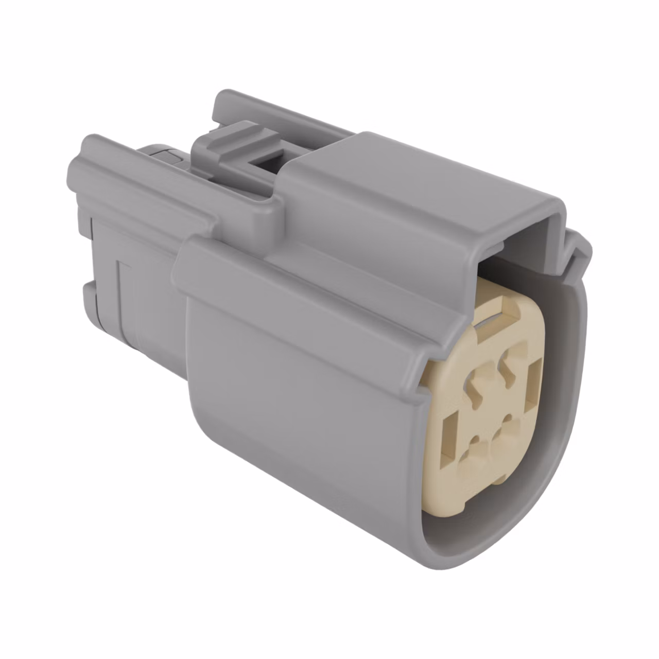 MX150 Mat-Sealed Female Connector Assembly, Dual Row, 4 Circuits, Keying Option B, without Connector Position Assurance, with Open Standard Grommet Cap, Light Gray for sale