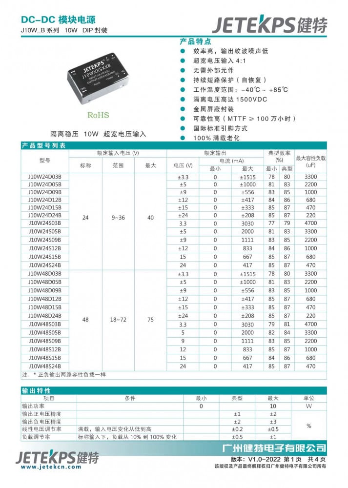 J10W24S12B datasheet page 1