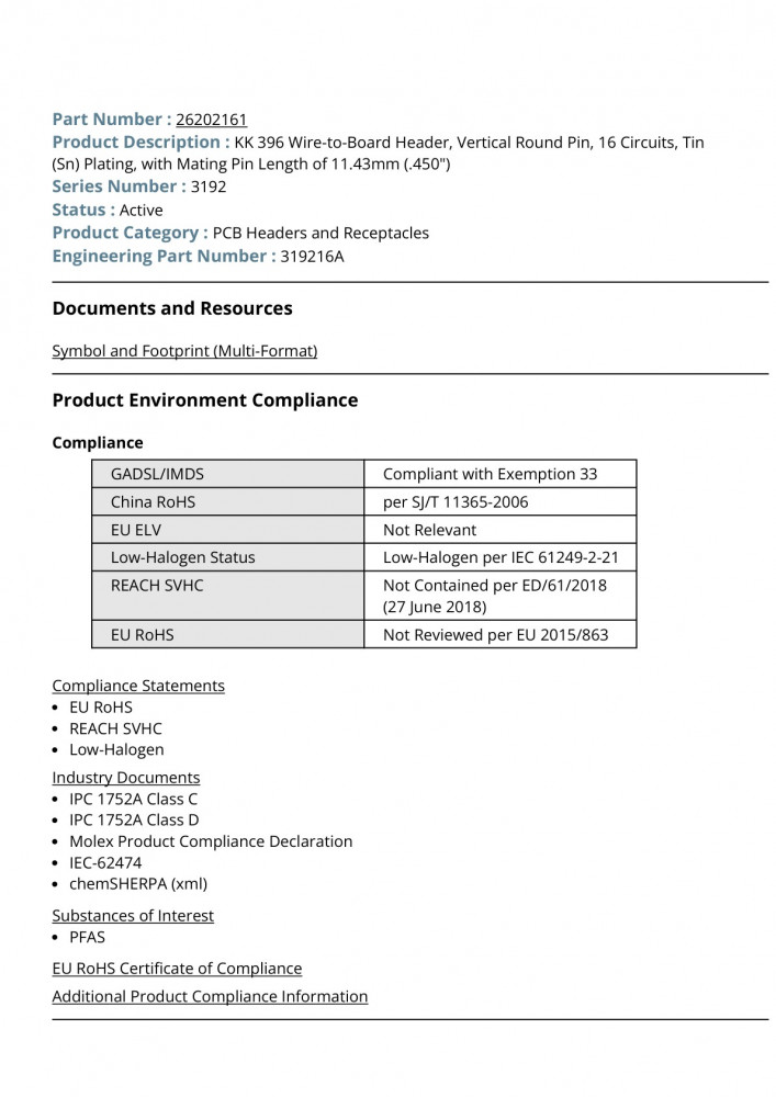 MOLEX 26202161 technical document image 1