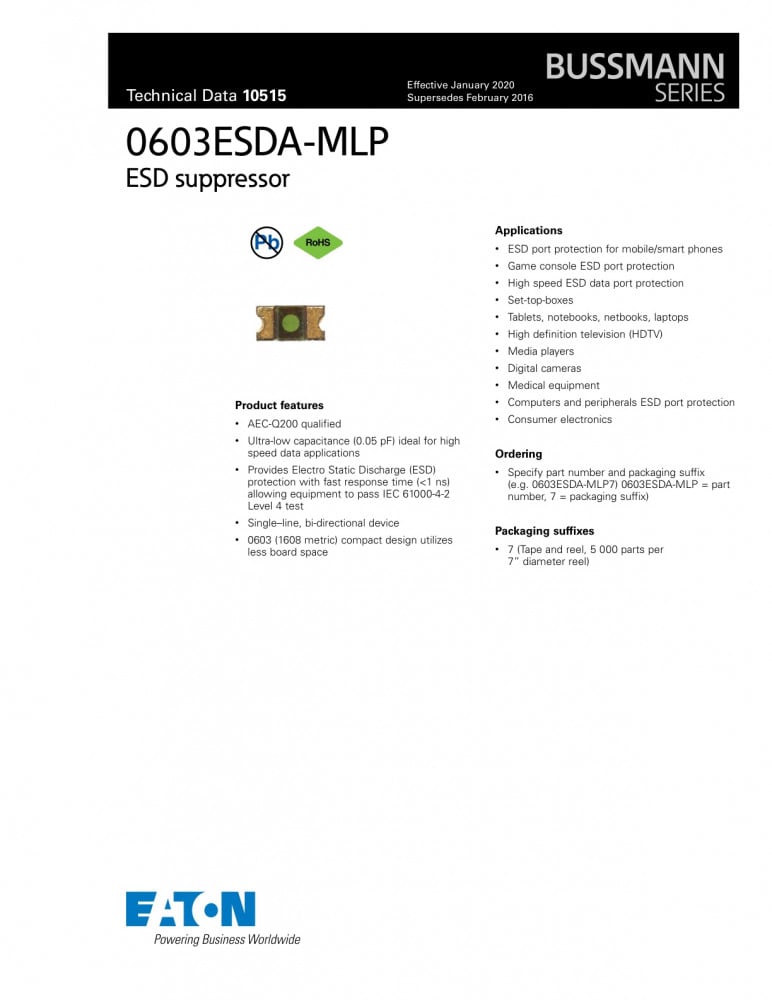 0603ESDA-MLP7 technical document page 1