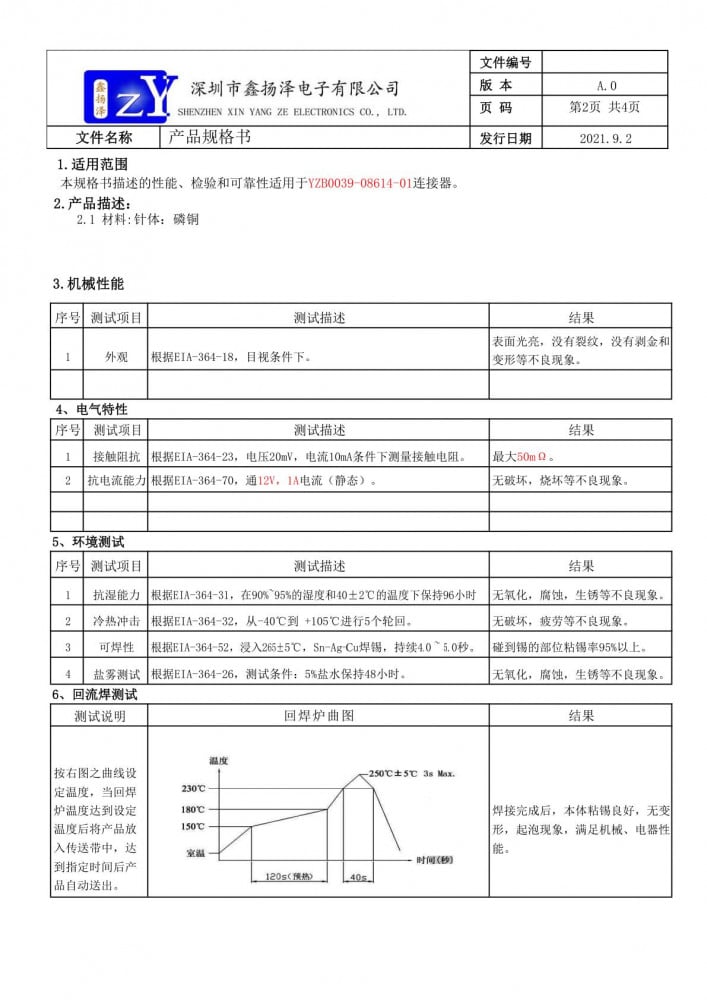 YZB0039-08614-01 specification page 2