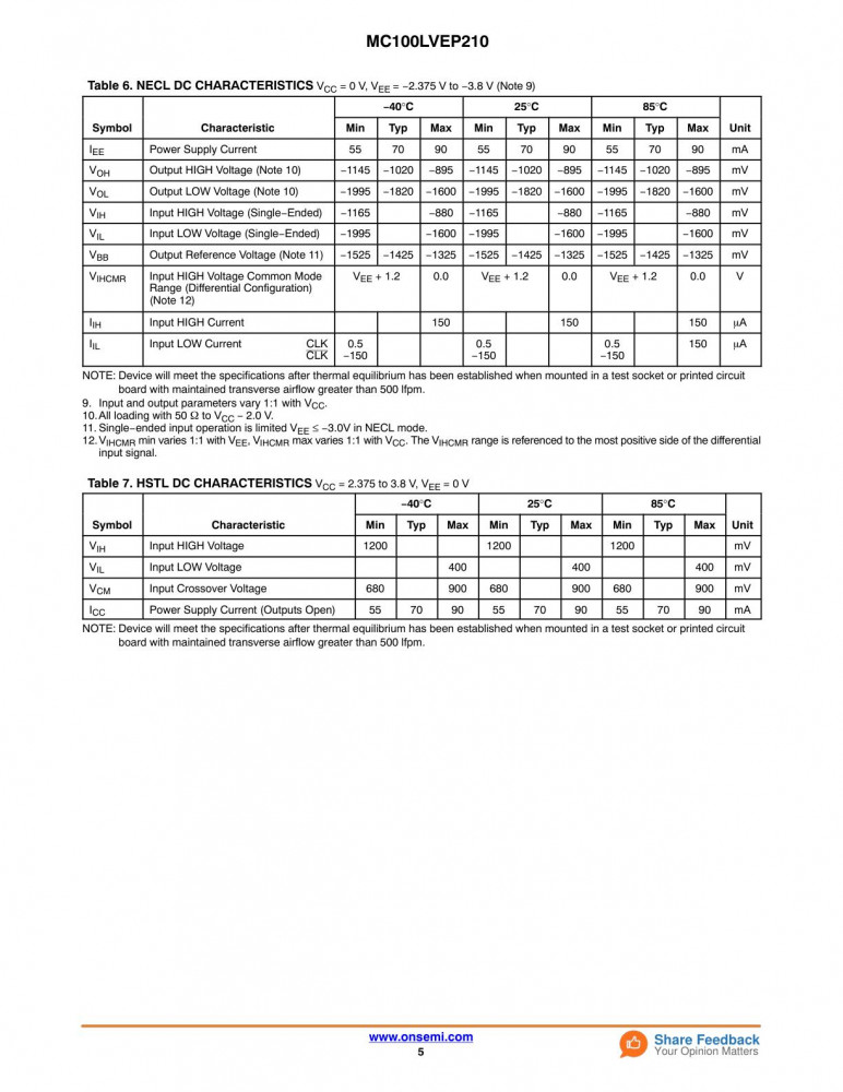 MC100LVEP210 datasheet page 5