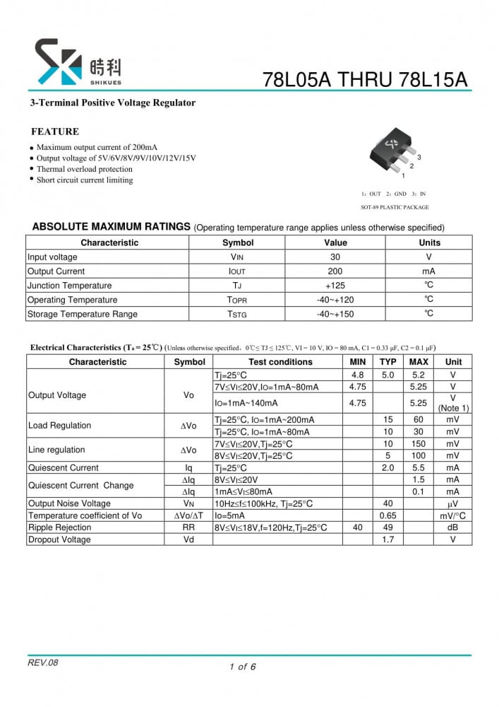 78L12A datasheet page 1