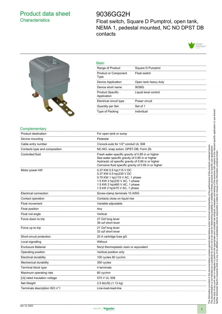 9036GG2H technical document page 1