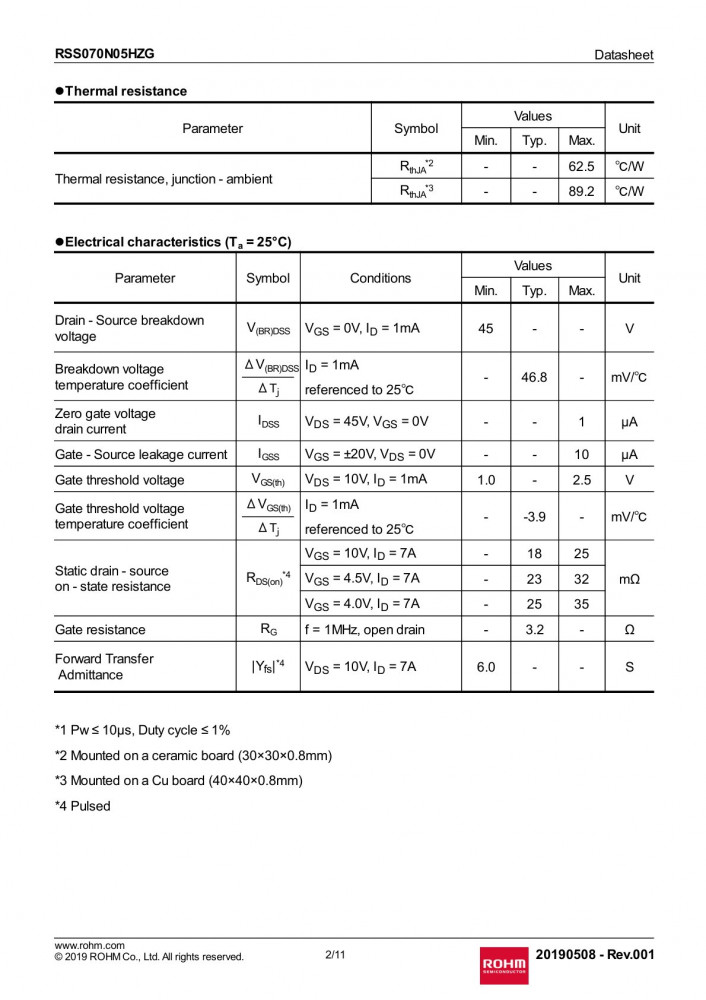 RSS070N05HZGTB datasheet page 2